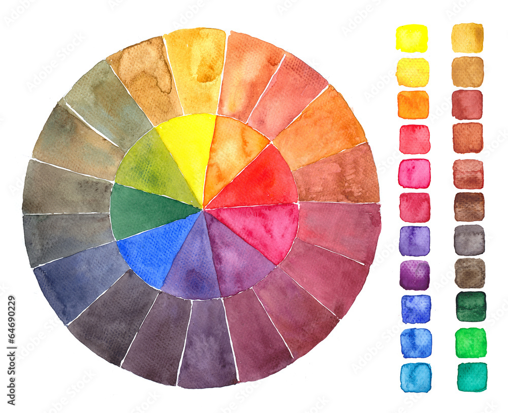 Color wheel and hand painted watercolor elements Stock Illustration ...