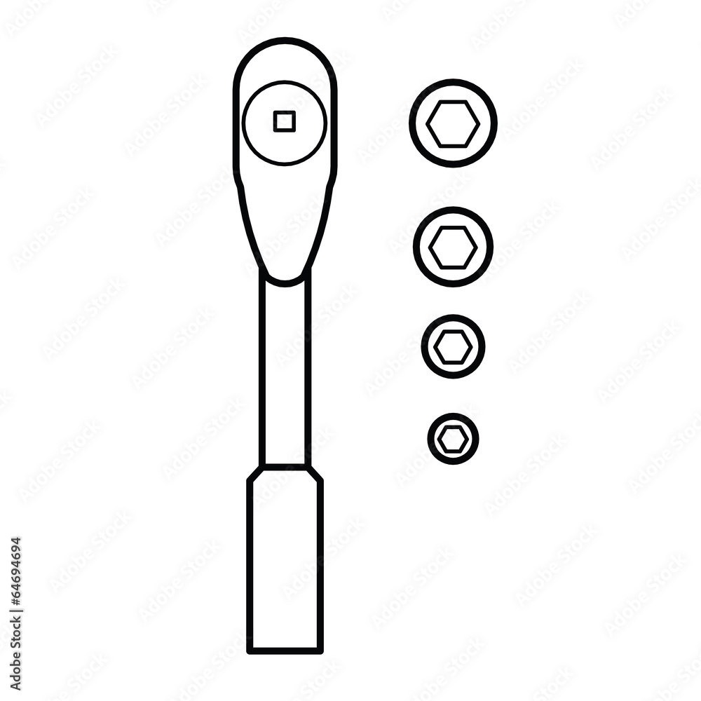 Socket Wrench Set outline vector Stock Vector | Adobe Stock