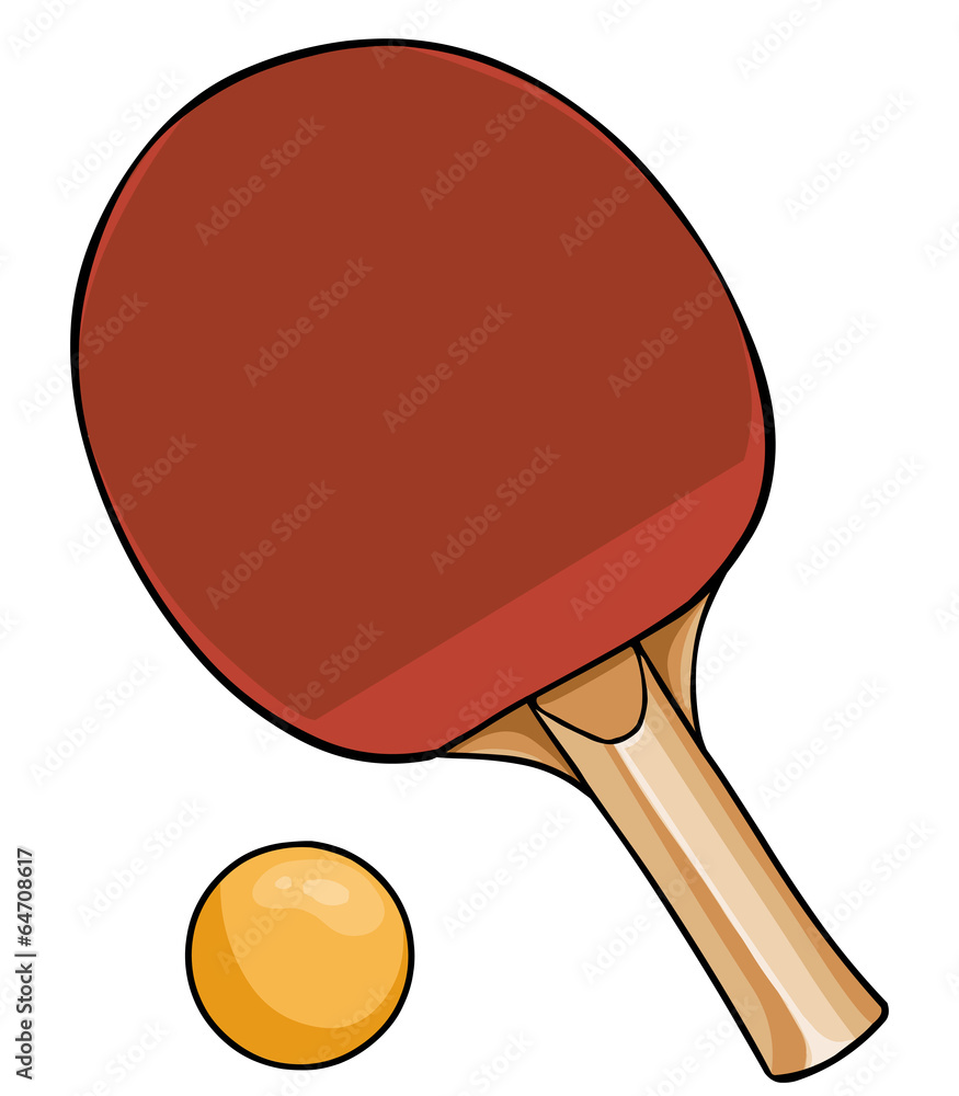 Vector Cartoon Ping-Pong Racket and Ball Stock Vector | Adobe Stock