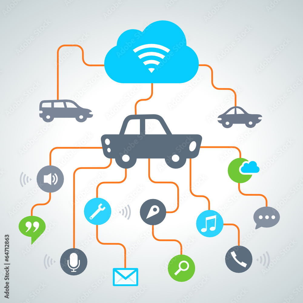 Connected car - Voiture connectée - 001 Stock Vector | Adobe Stock