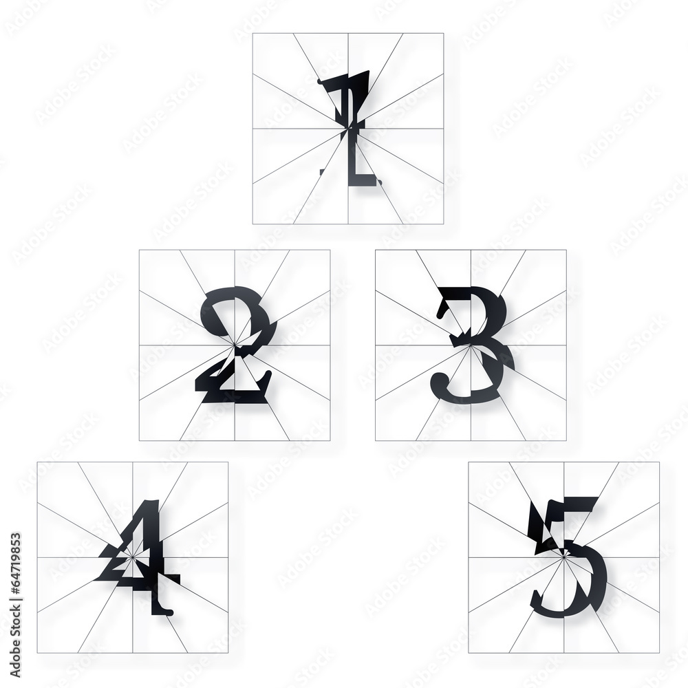Broken Letters Alphabet Part from 1 to 5 Stock Vector | Adobe Stock