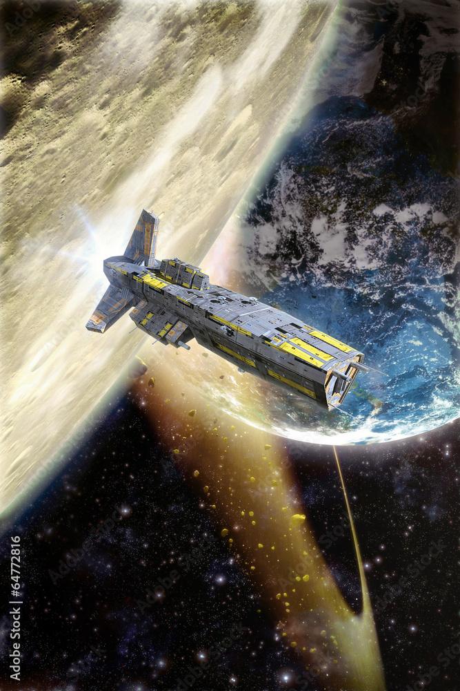 Spaceship and after earth Stock Illustration | Adobe Stock
