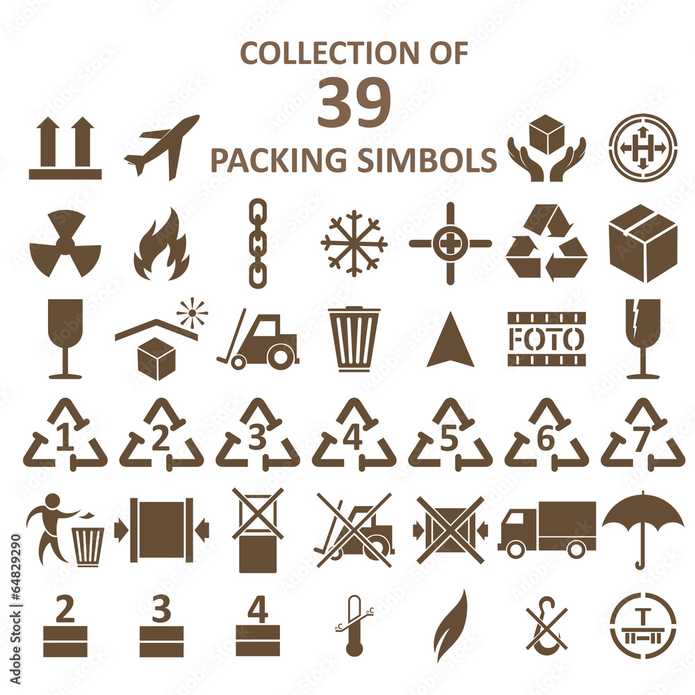 Collection of packing simbols Stock Vector | Adobe Stock