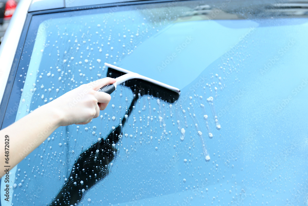 Hand washing car window Stock Photo | Adobe Stock