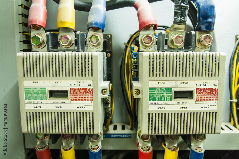 Electrical panel with fuses and contactors Stock Photo | Adobe Stock