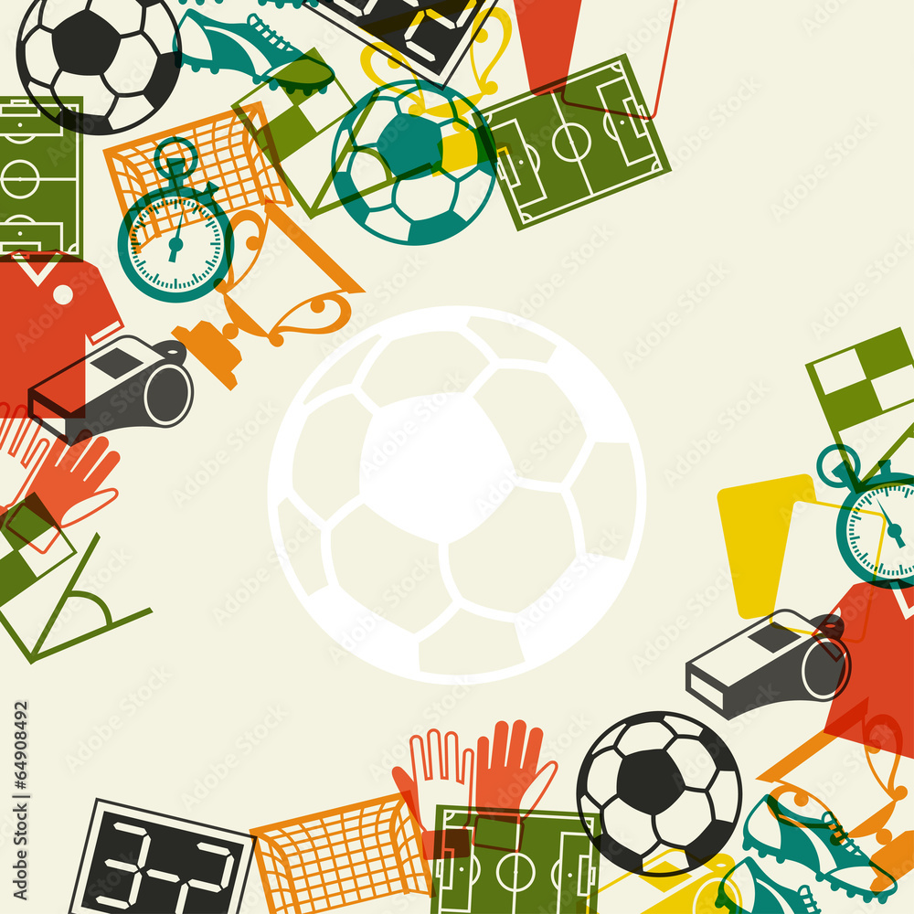 Grafika wektorowa Stock: Sports background with soccer (football) flat ...