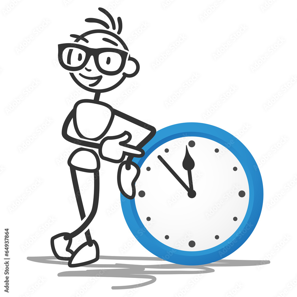 Stickman, clock, time, pointing Stock Vector | Adobe Stock
