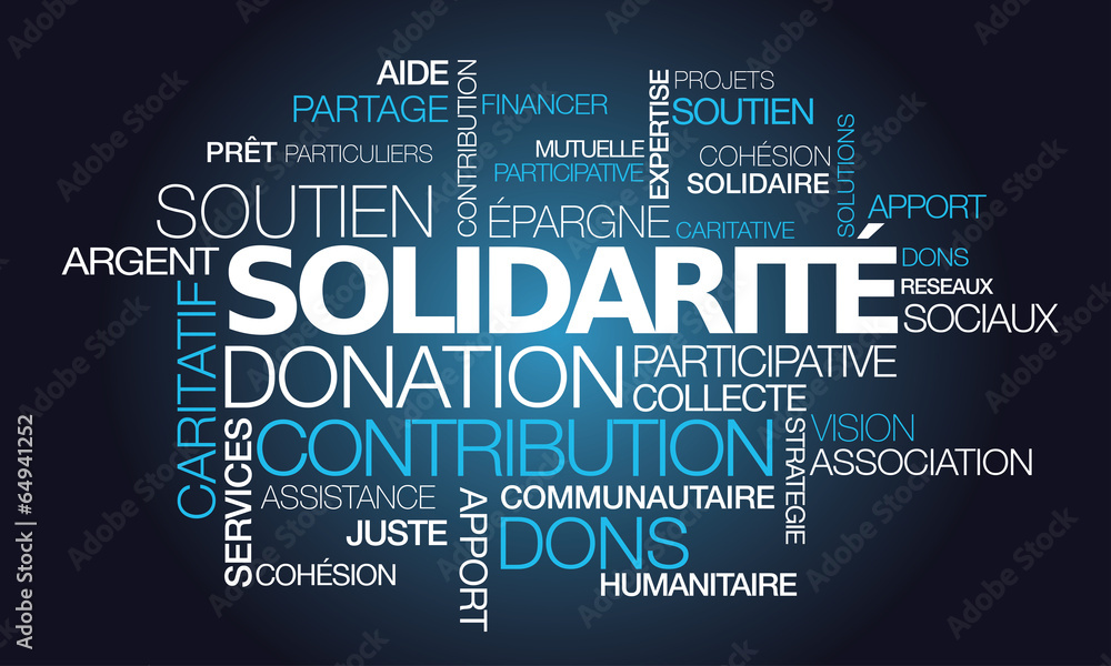Solidarité dons contribution soutien participatif nuage de mots Stock ...