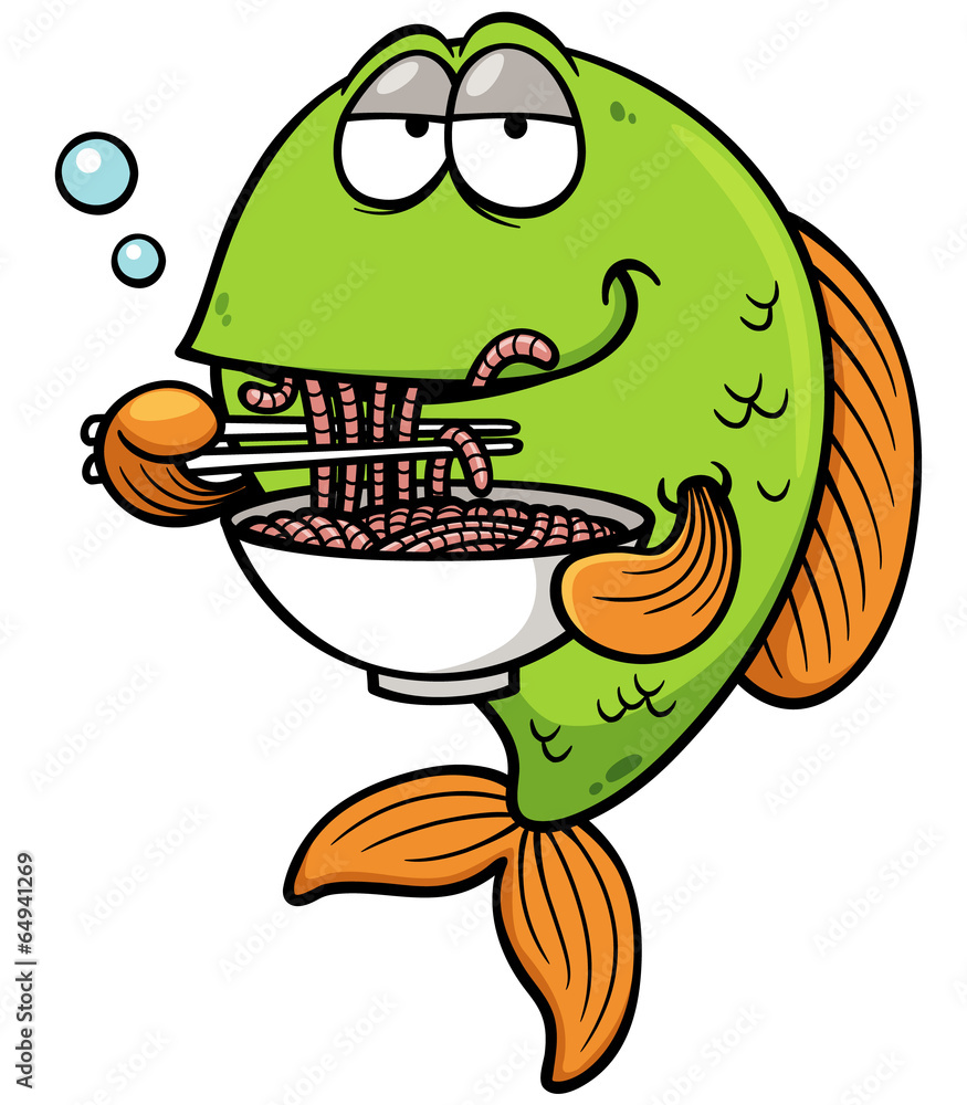 Vector illustration of Cartoon Fish eating Stock-Vektorgrafik | Adobe Stock