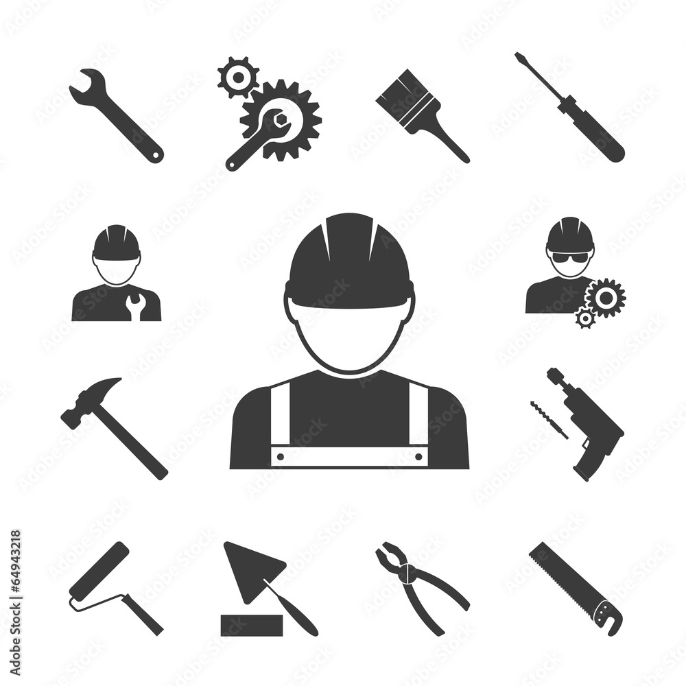 construction worker icons Stock Vector | Adobe Stock