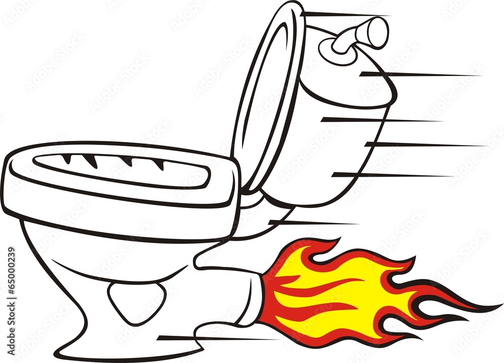 cartoon speedy toilet with flame Stock Vector | Adobe Stock