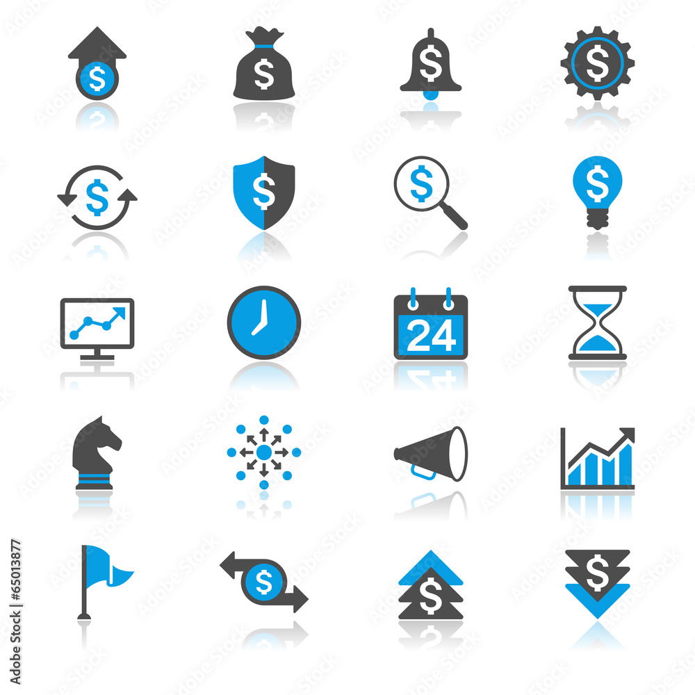 Business flat with reflection icons Stock-Vektorgrafik | Adobe Stock