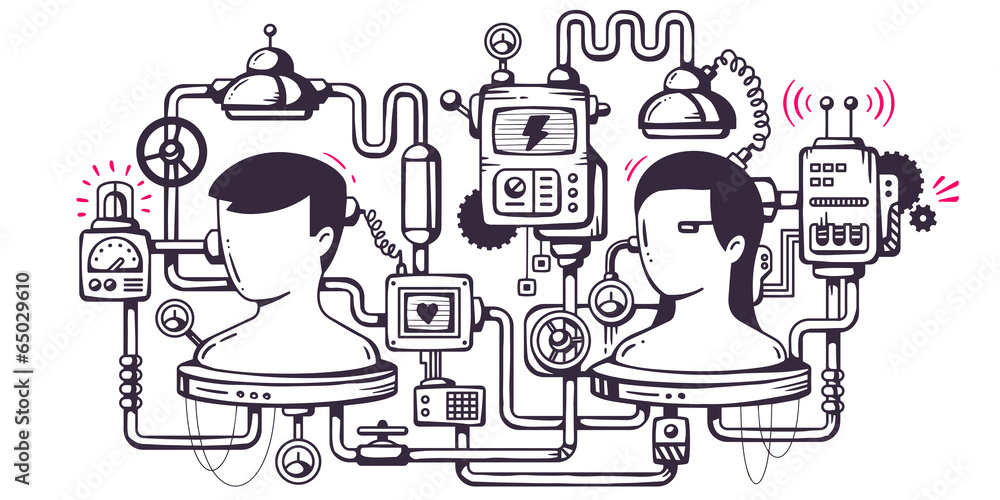 Vector industrial illustration background of the operating mecha Stock ...