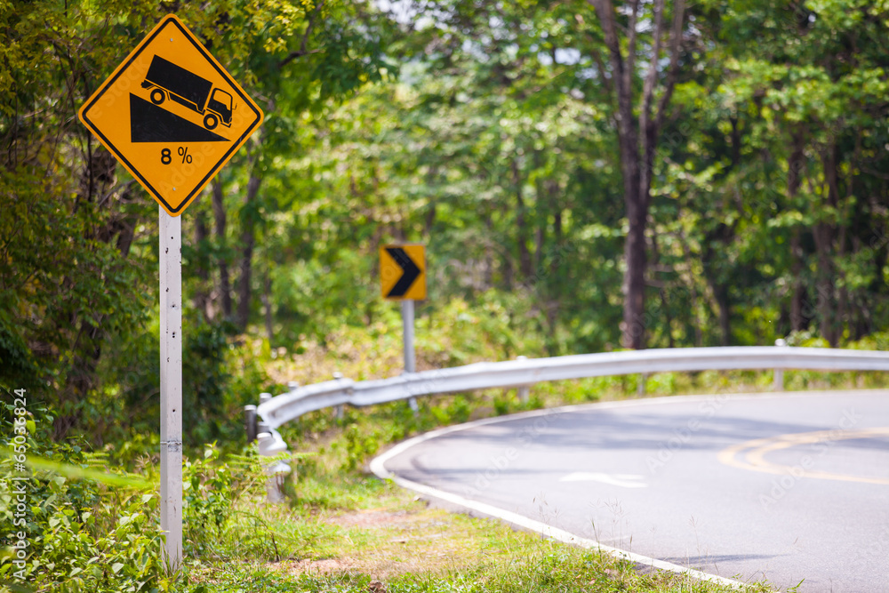 road sign steep slope Stock Photo | Adobe Stock