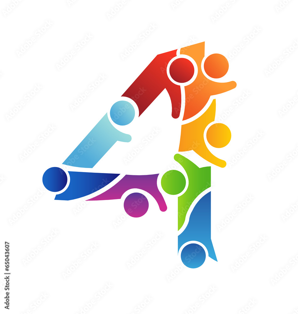 Number 4 Teamwork image logo Stock Vector | Adobe Stock