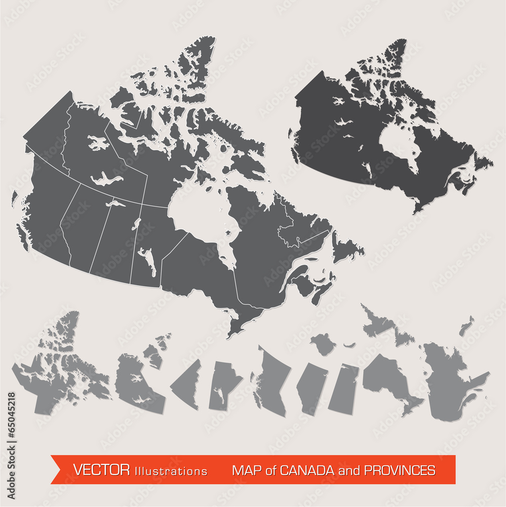Vector map of canada and provinces Stock Illustration | Adobe Stock