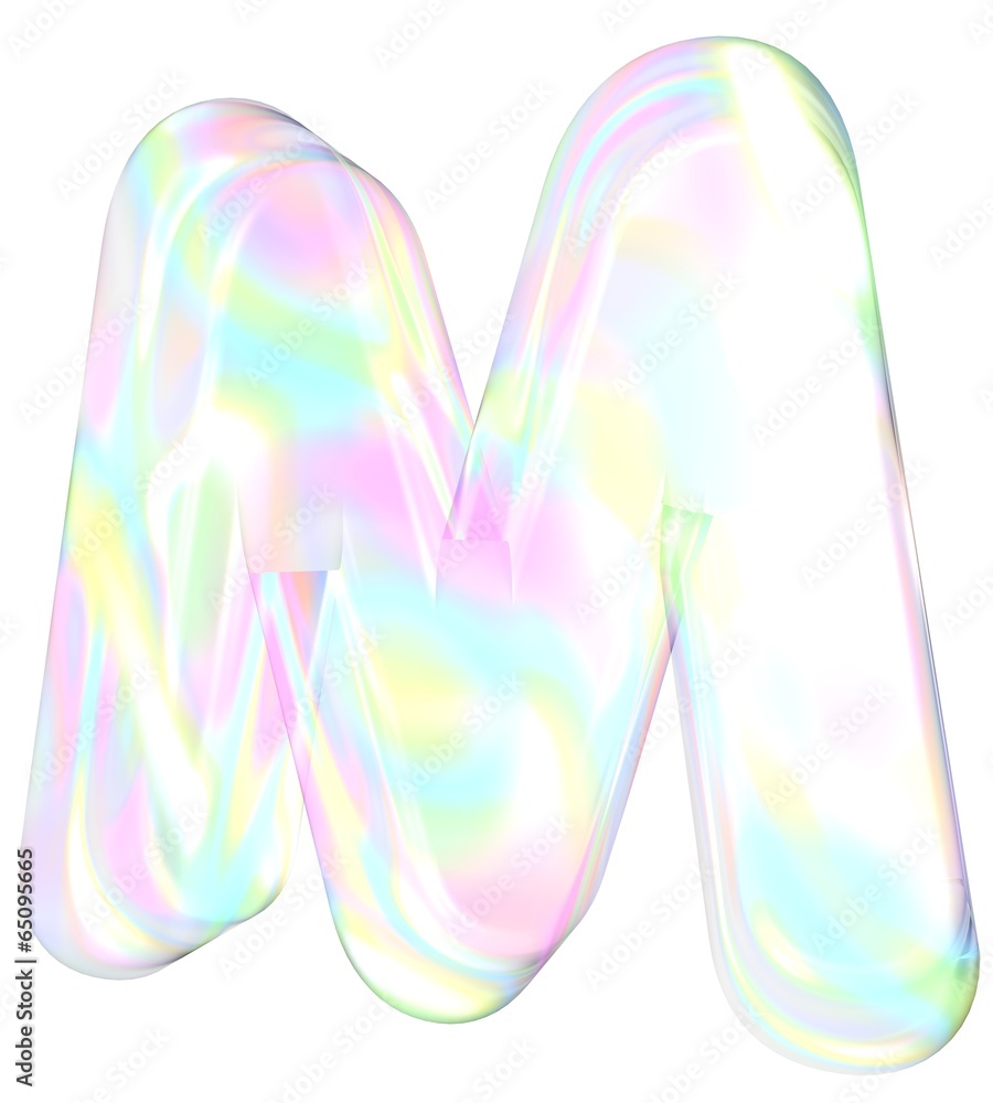 3d transparent letter M colored with pastel colors Stock Illustration ...