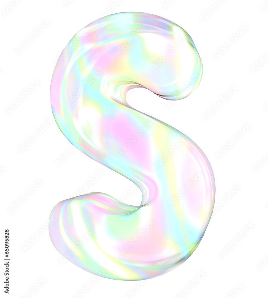 3d transparent letter S colored with pastel colors Stock Illustration ...