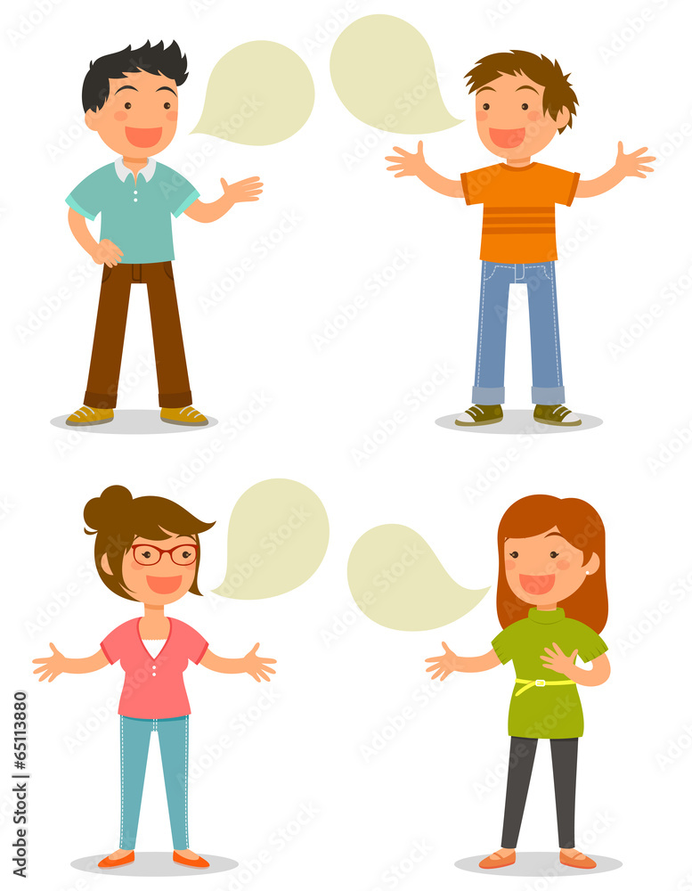 cartoon people talking happily Stock Vector | Adobe Stock
