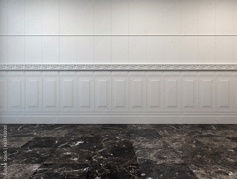 Empty room with a marble floor and paneling Stock Photo | Adobe Stock