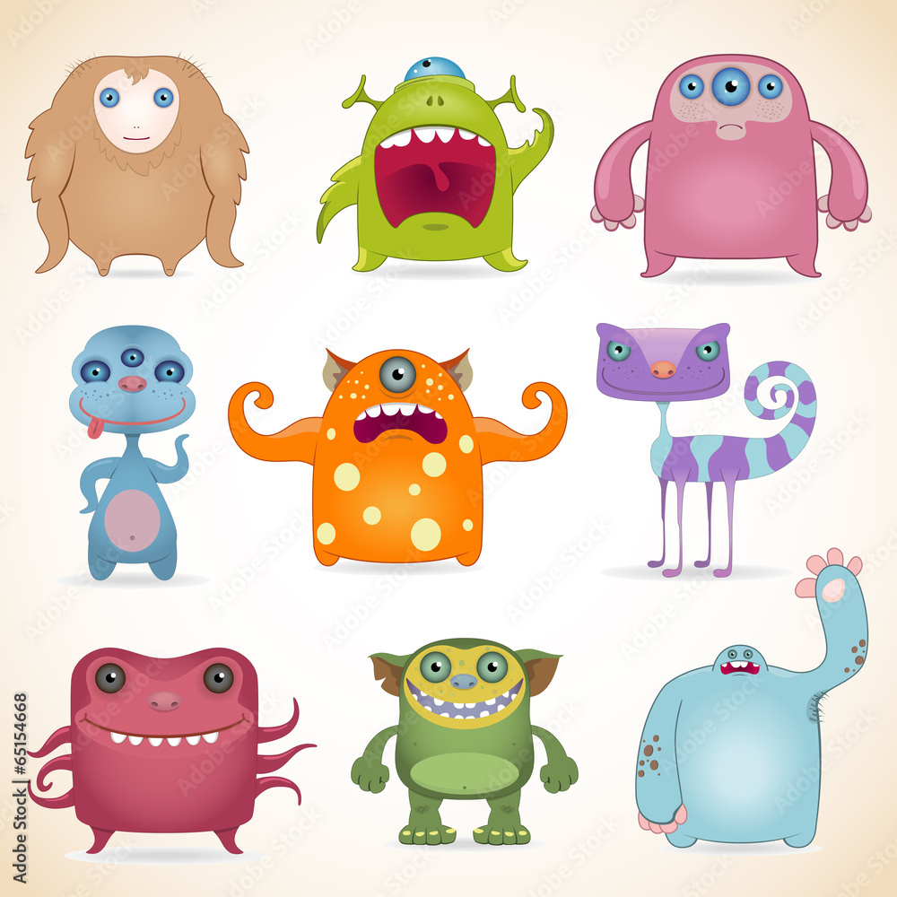 Cartoon monsters set Stock Vector | Adobe Stock