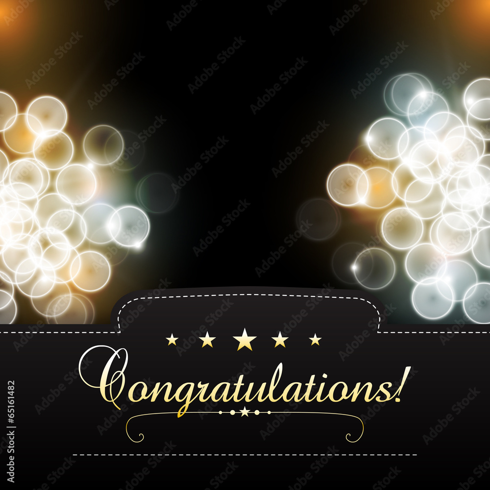 Vector congratulation banner with blurred lights background Stock ...