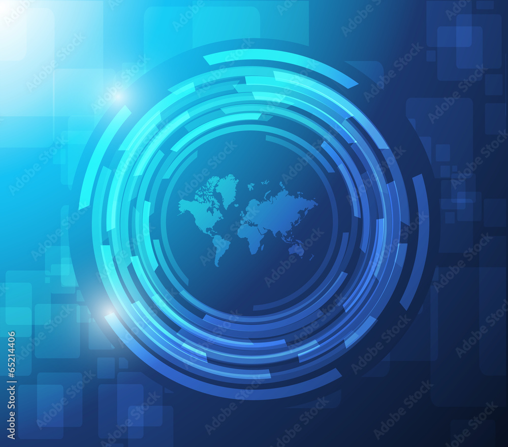 world map technology circle graphic illustration Stock Illustration ...