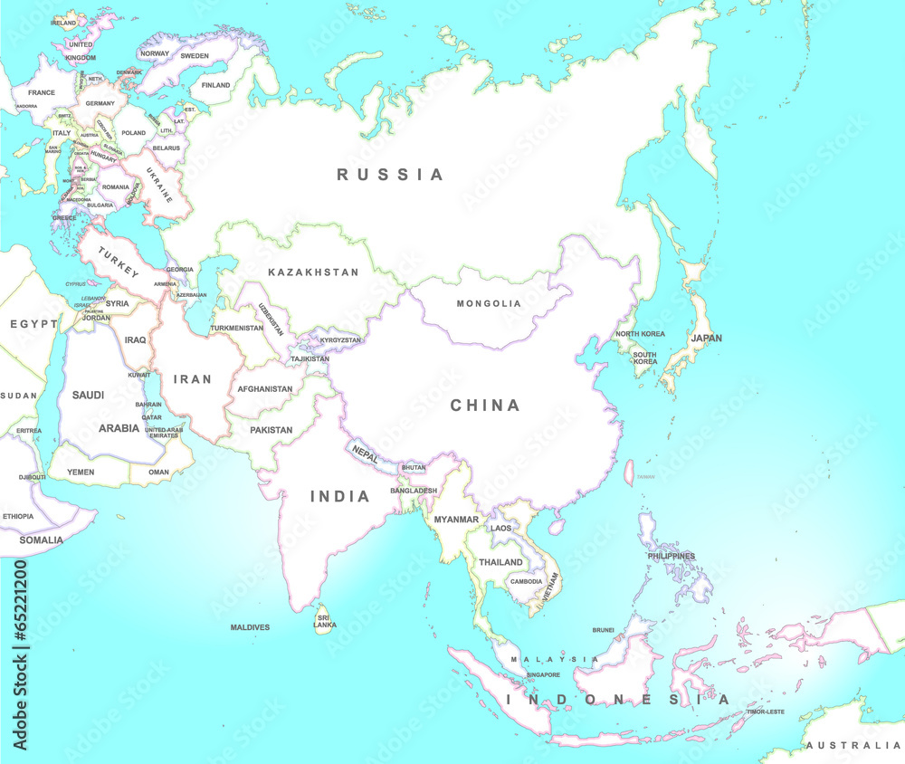 Asia map in vintage style Stock Vector | Adobe Stock