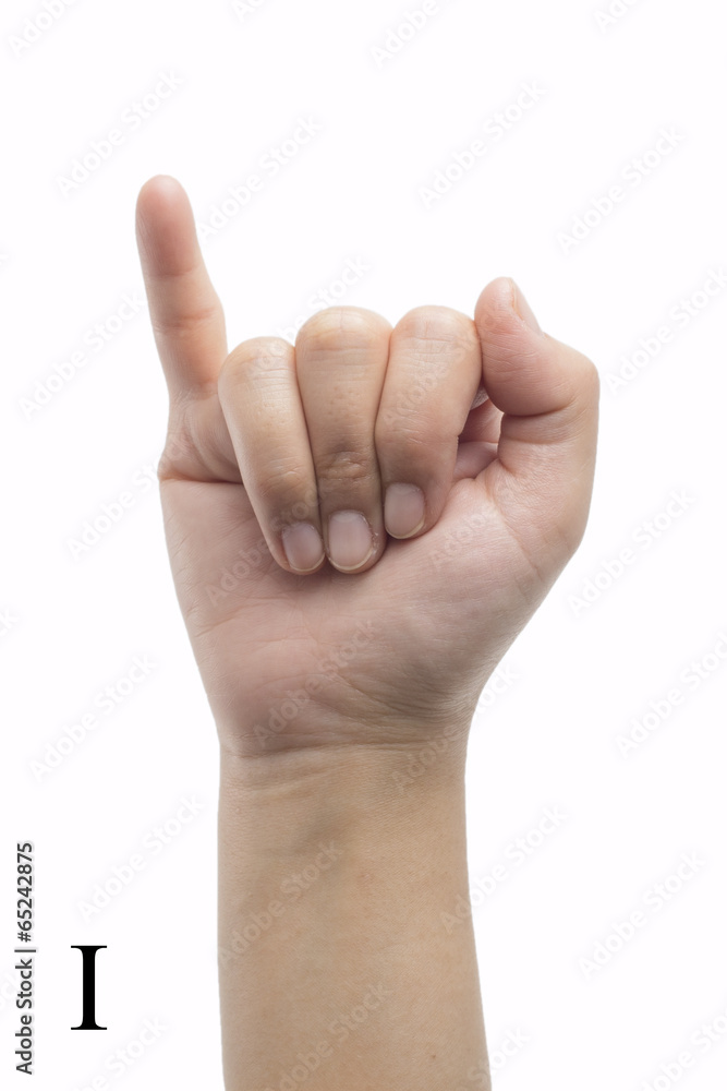 Hand sign language alphabet isolated on white Stock Photo | Adobe Stock