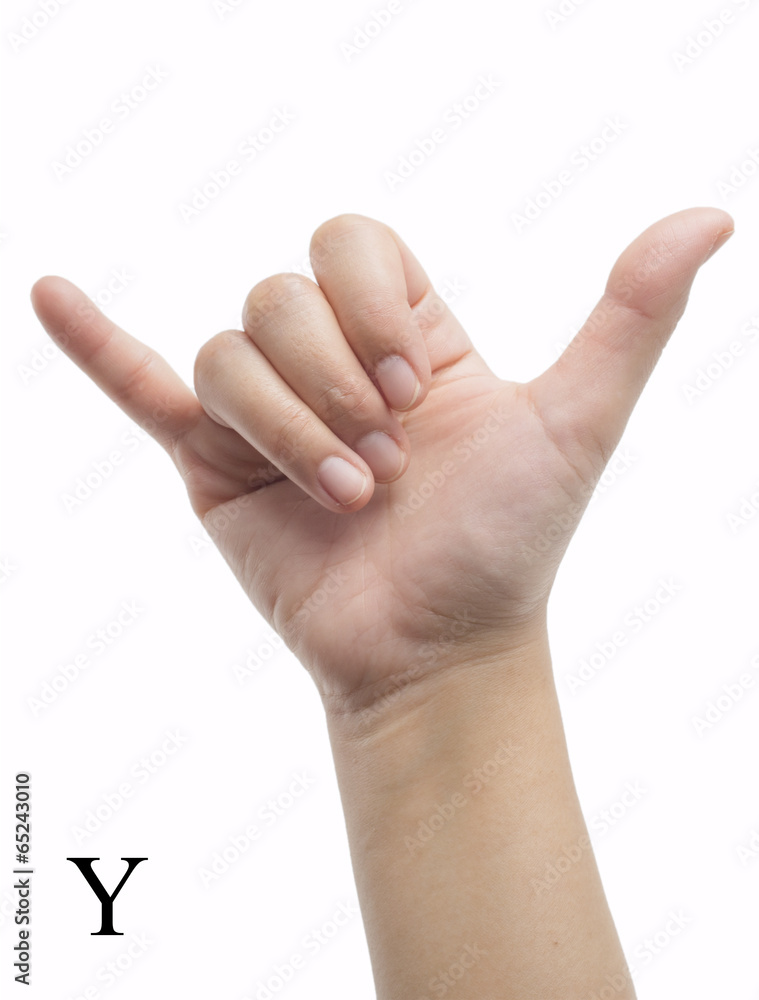 Hand sign language alphabet isolated on white Stock Photo | Adobe Stock