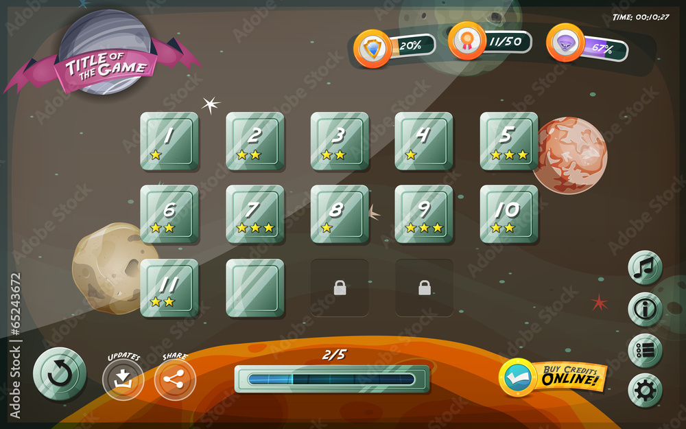 Scifi Game User Interface Design For Tablet Stock Vector | Adobe Stock