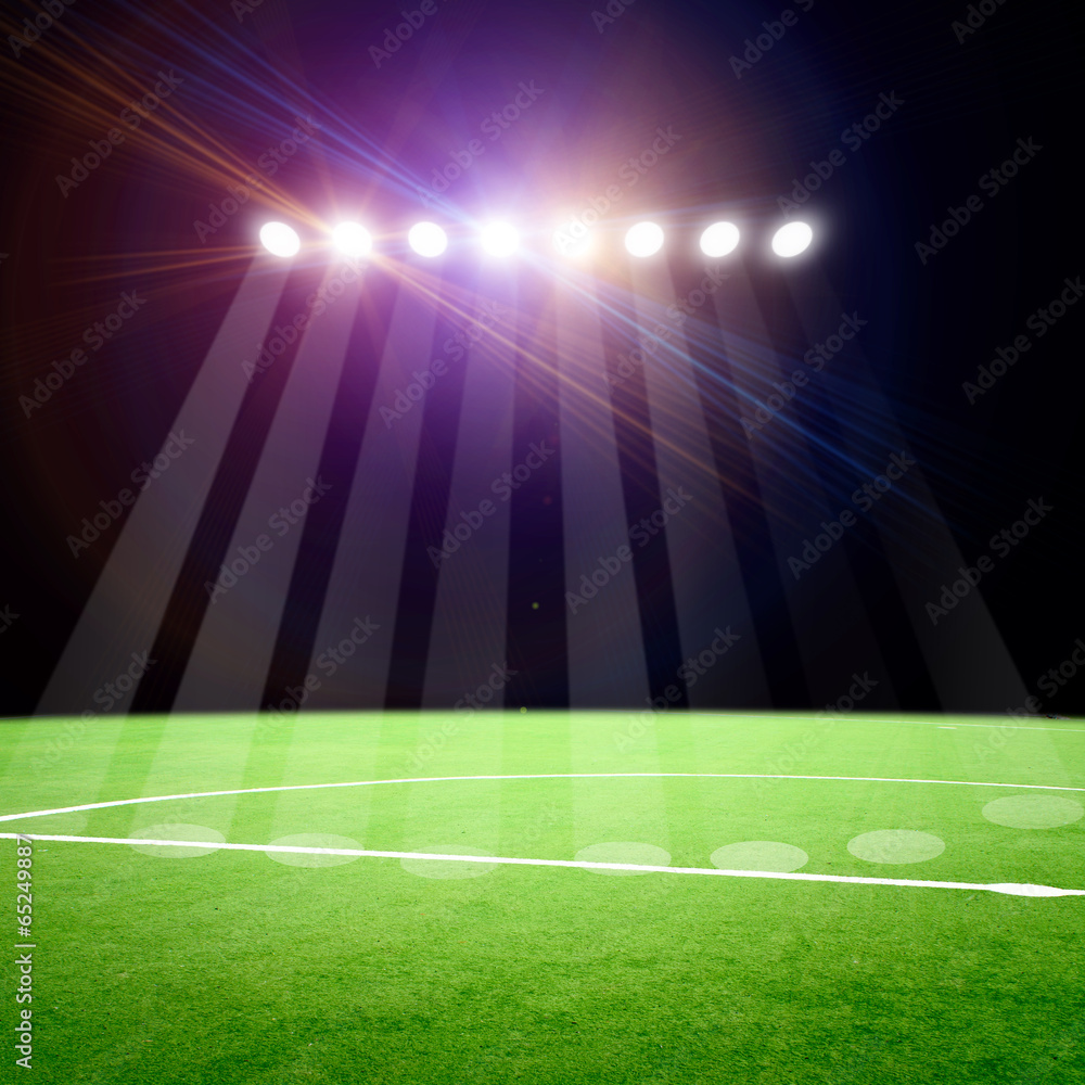 soccer field with the projectors Stock Photo | Adobe Stock