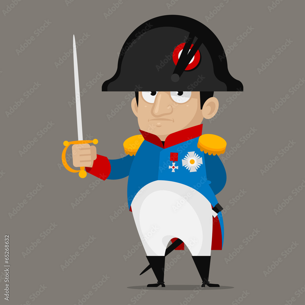 Napoleon Bonaparte cartoon character holds sword Stock Vector | Adobe Stock