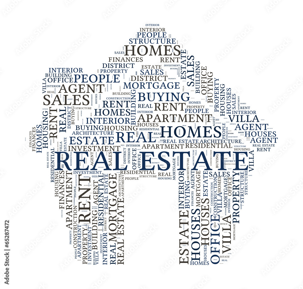 Real Estate Concept - House shaped word cloud Stock Vector | Adobe Stock