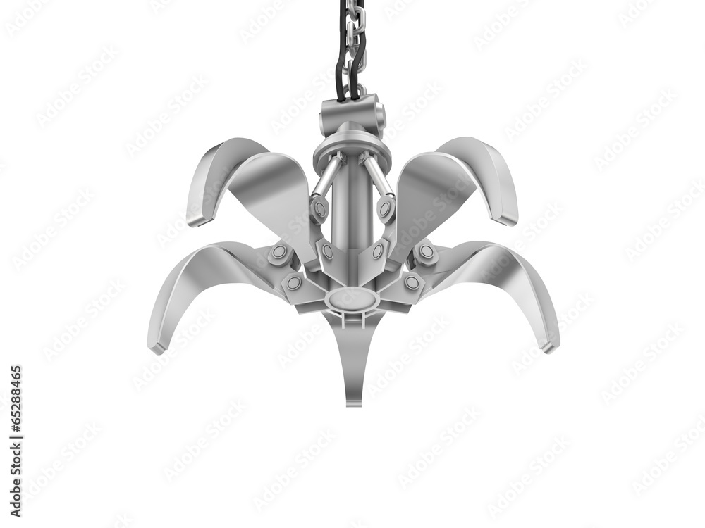 Crane mechanical claw isolated on white background Stock-Foto | Adobe Stock