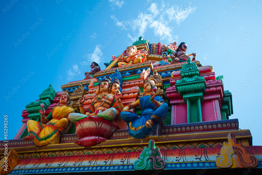 Facade of a Hindu temple in Sri Lanka with sculptures of deities Stock ...