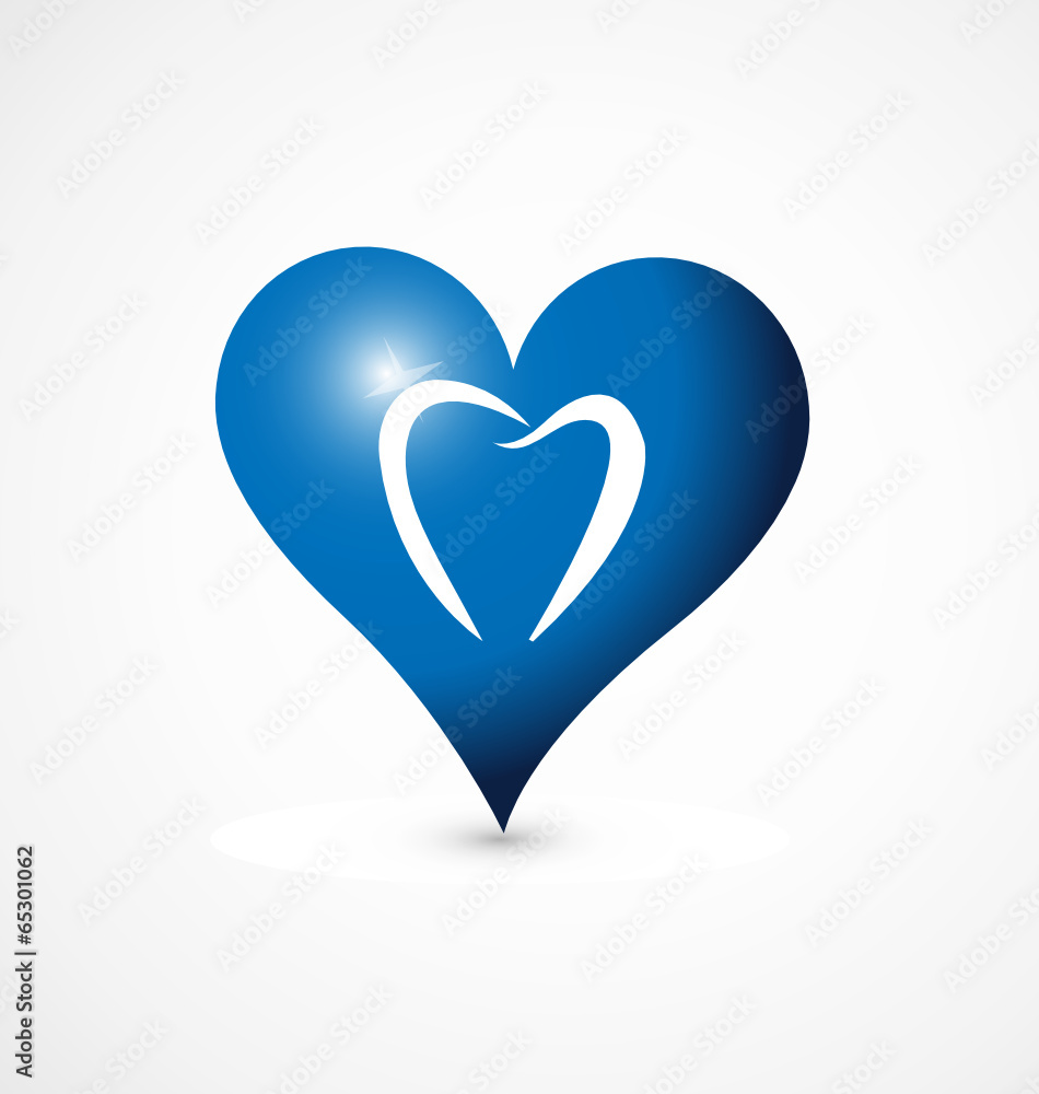 Tooth stylized in a blue heart logo icon vector Stock Vector | Adobe Stock