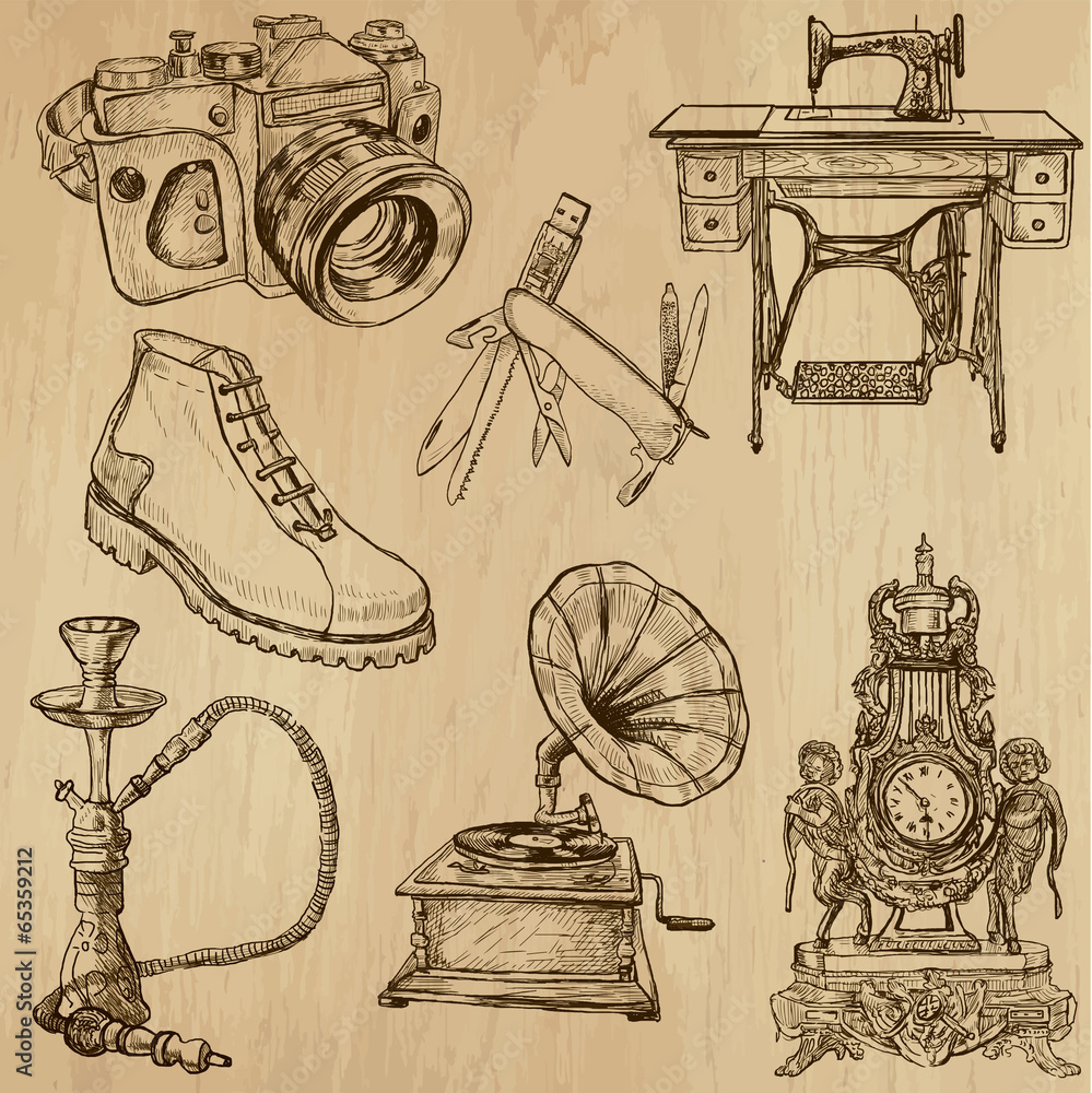 Objects - vector set no.2 - hand drawings Stock Vector | Adobe Stock