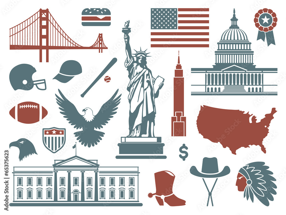 Symbols of the USA vector de Stock | Adobe Stock