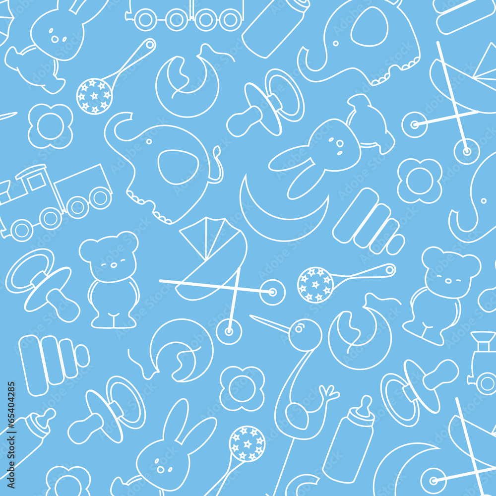 Blue background with baby icons Stock Vector | Adobe Stock