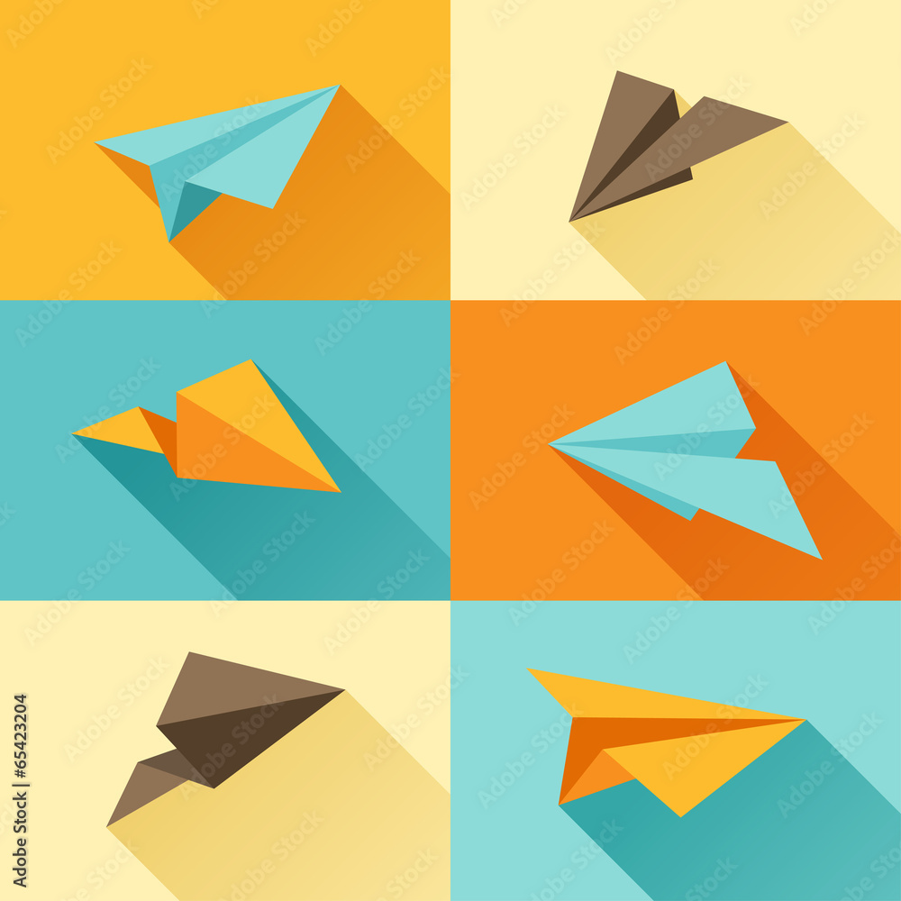 Set Of Paper Planes In Flat Design Style Stock Vector Adobe Stock