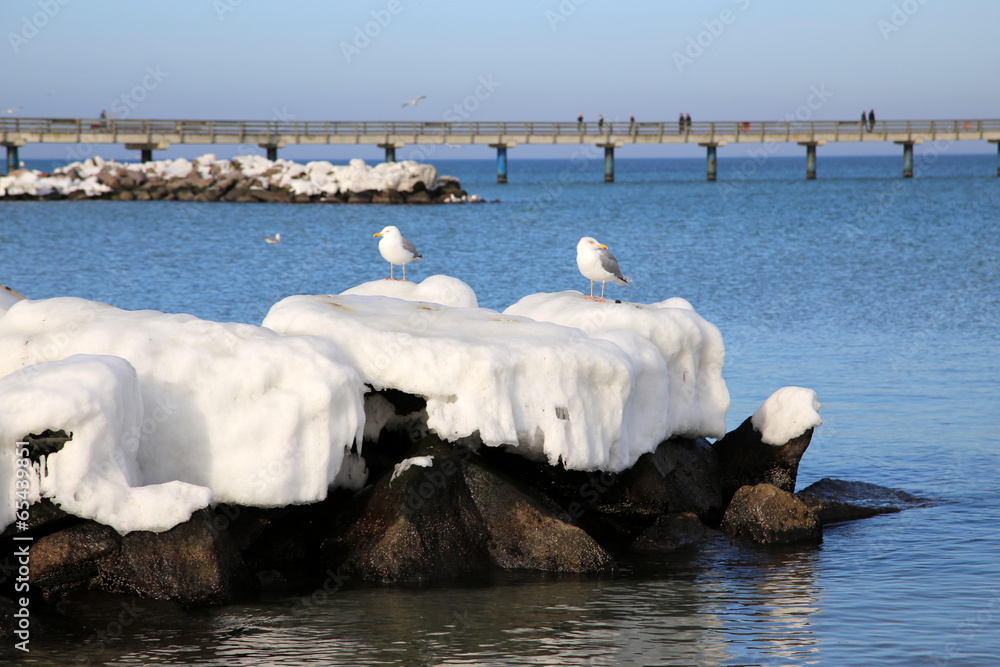 Seebrücke Schönberg Ostsee Probstei Winter Stock-Foto | Adobe Stock