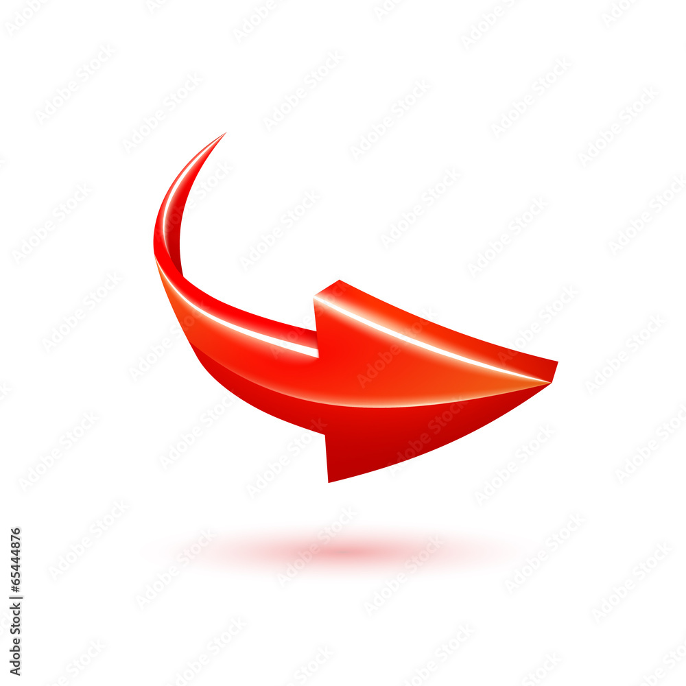 Curved red 3d vector arrow Stock Vector | Adobe Stock
