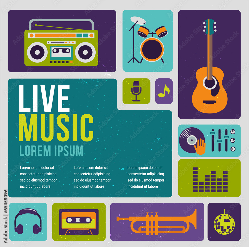 Music infographic and icon set of instruments Stock Vector | Adobe Stock
