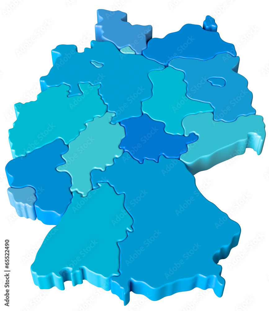 Deutschlandkarte mit blauen Farbtönen Stock Illustration | Adobe Stock