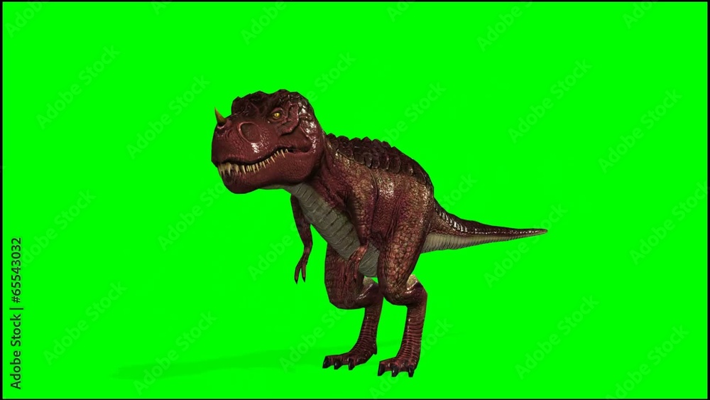 Dinosaur Tyrannosaurus T-Rex is attacking - green screen Stock Video ...