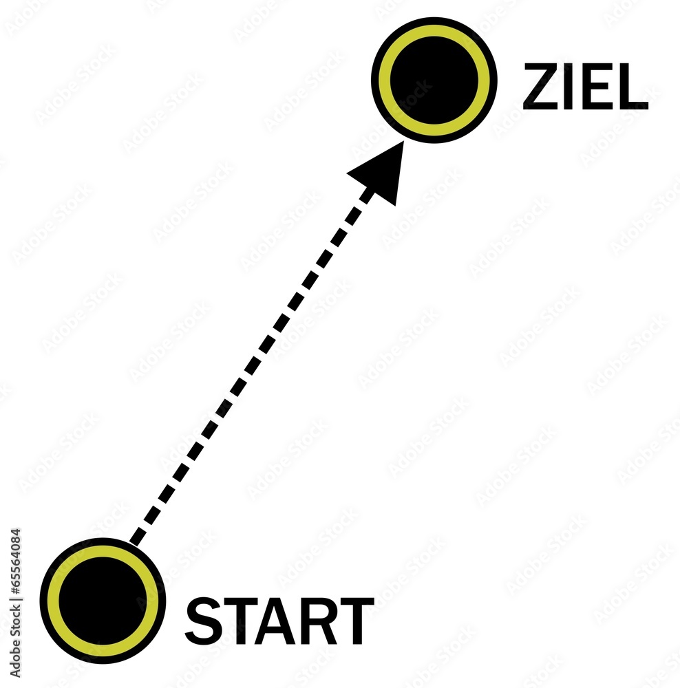 Start bis Ziel, gerade Strecke, weißer HG Stock-Illustration | Adobe Stock