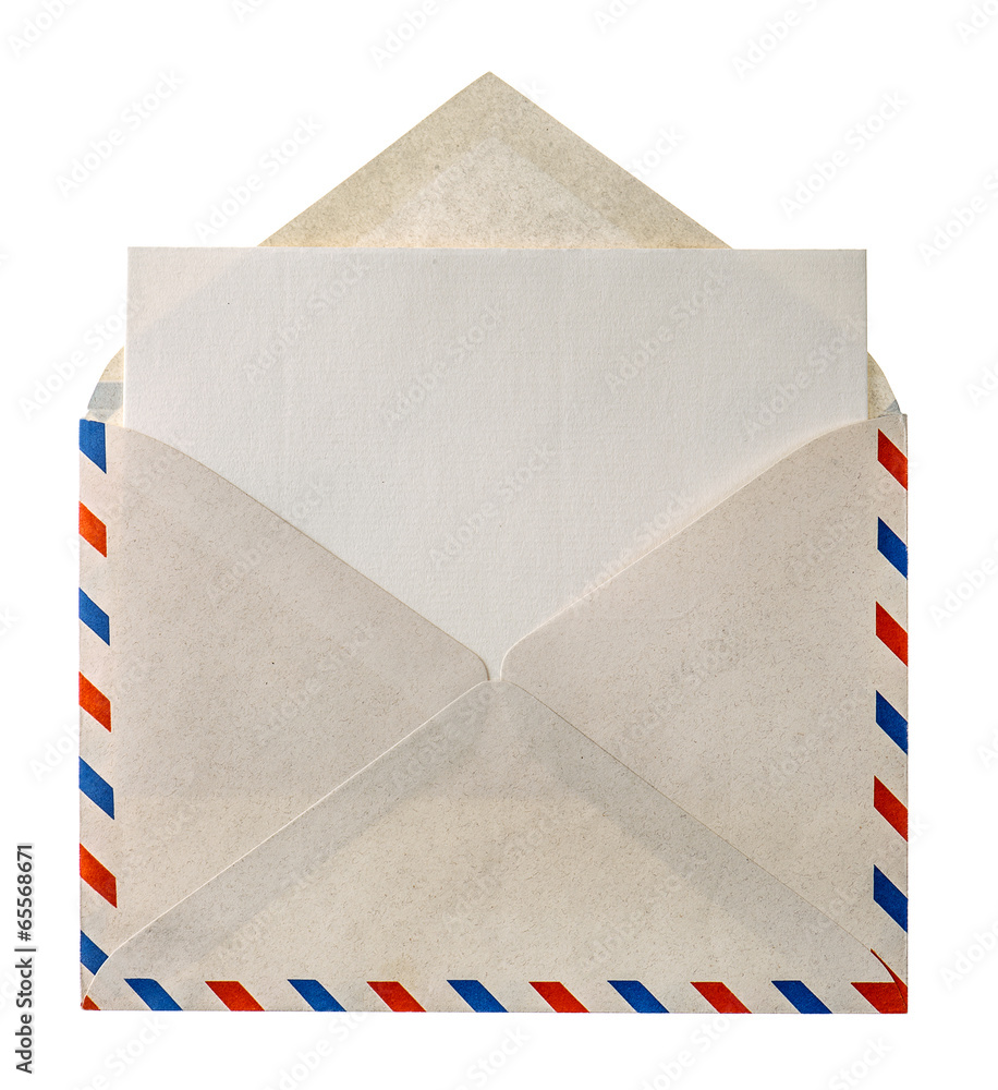 vintage air mail envelope letter isolated on white Stock Photo | Adobe ...