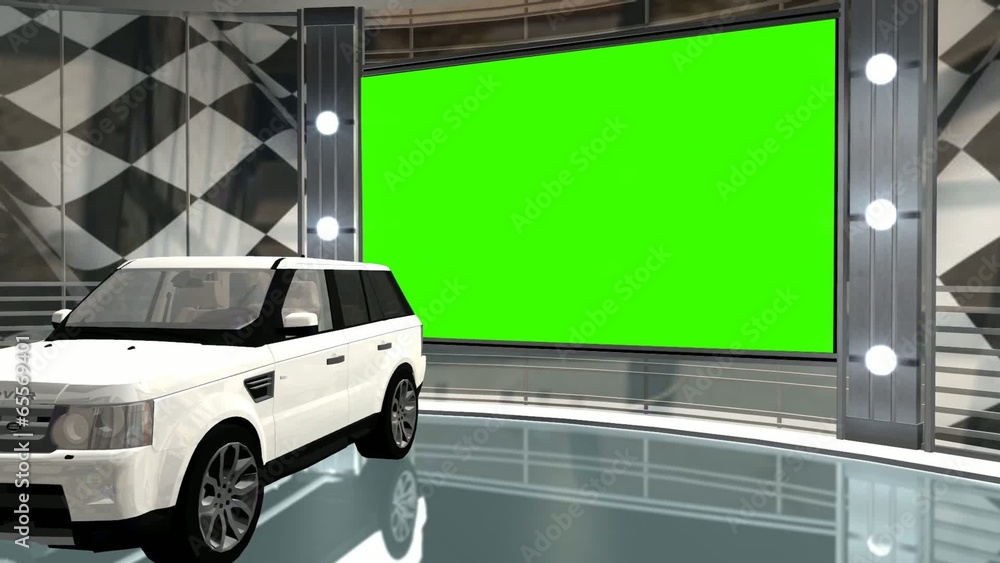 virtual studio background with green screen wall and SUV Stock ビデオ ...
