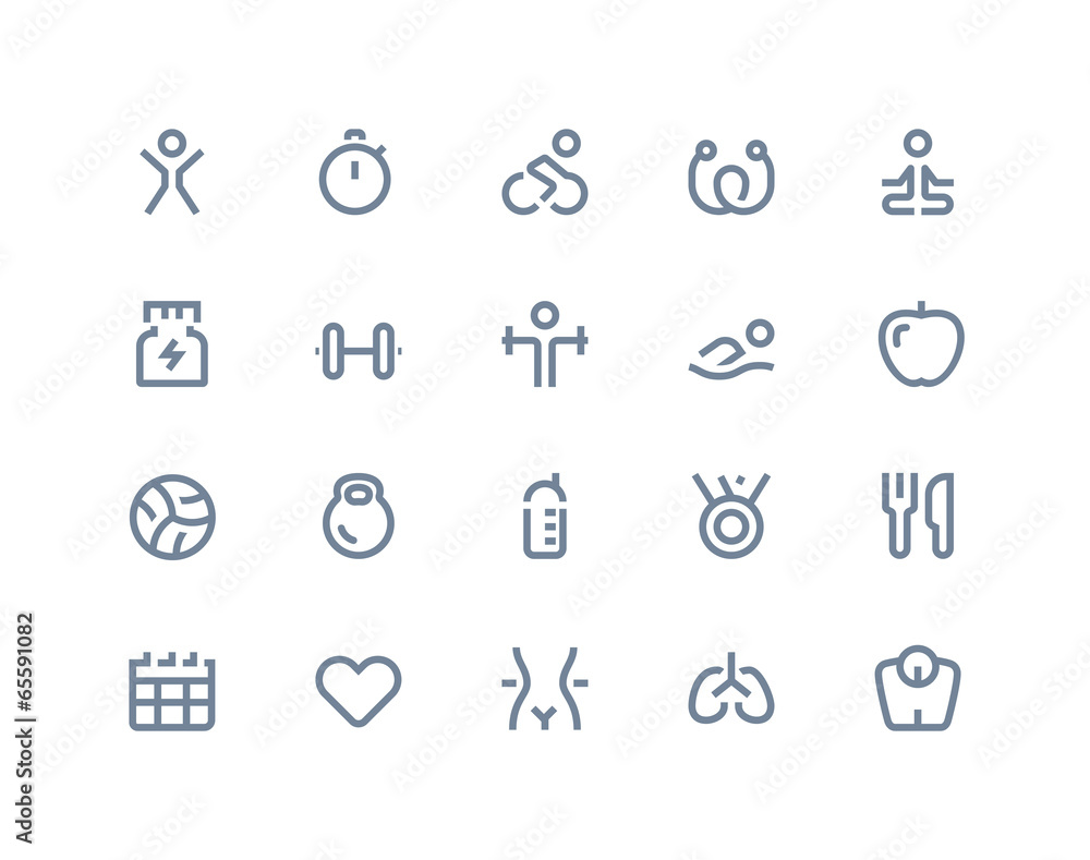 Fitness and gym icons. Line series Stock Vector | Adobe Stock